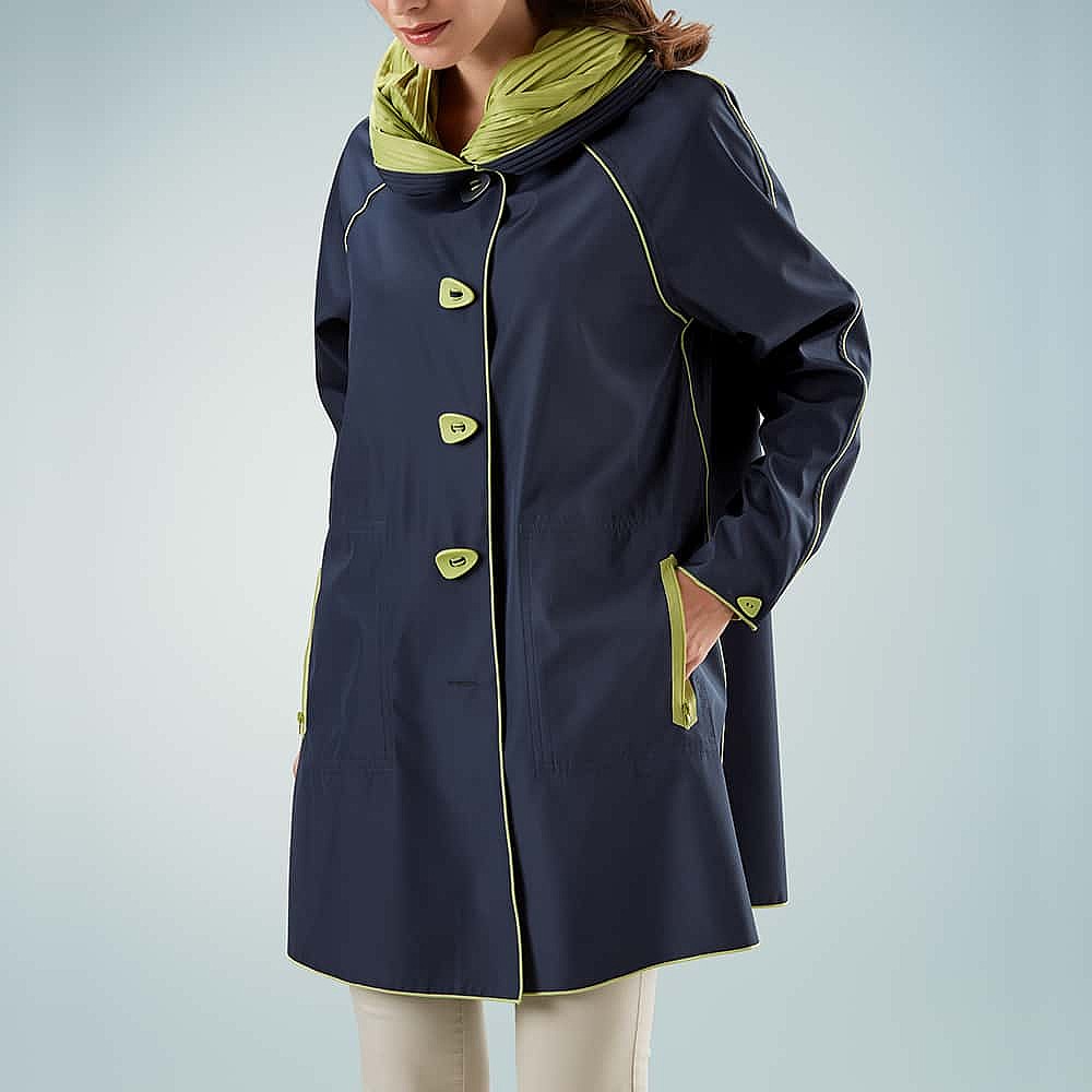 The Bright Side Reversible Navy & Lime Green Raincoat XL | Pia Jewellery