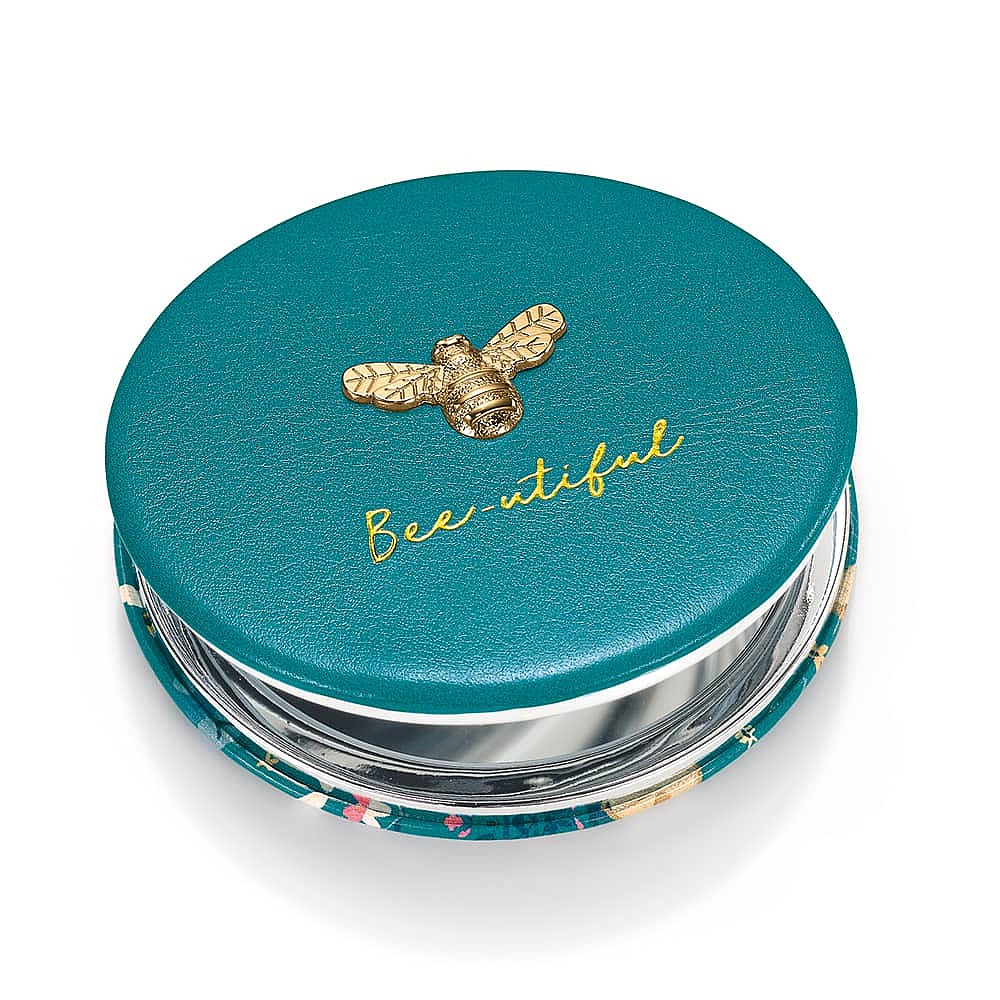 Busy Bee Blue Faux Leather Compact Mirror | Pia Jewellery